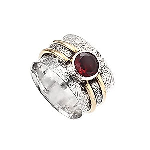 Precious Garnet gemstone Sterling silver ring Meditation band Handmade Designer ring Silver jewelry (13)