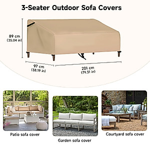 NEVERLAND Outdoor Couch Cover Waterproof, 420D Patio Outdoor Sofa Loveseat Furniture Cover with Air Vent and Handles Fits up to 79"W×38"D×35"H Golden