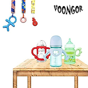 Baby Bottle Handles for Dr Brown Narrow Bottles, 3 Styles 2 Sizes, BPA Free Soft Silicone Bottle Holder for Baby Self-Feeding, Teach Baby to Drink Independently (3 Bottle Handles & 3 Bottle Straps)