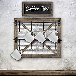 Autumn Alley Rustic Farmhouse Mug Rack Wall Mounted with Blackboard for Coffee Sign Decor - Galvanized Farmhouse Kitchen Decor
