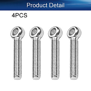 Yinpecly M6 x 35mm Machinery Shoulder Swing Lifting Eye Bolt 304 Stainless Steel Metric Thread 4pcs