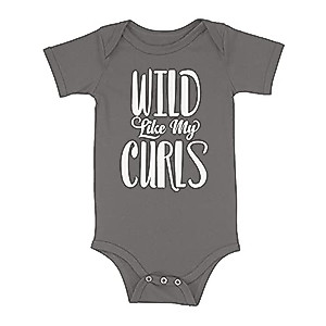 Luxxology Wild Like My Curls Baby Infant Bodysuit, Charcoal 12M