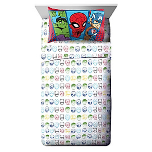 Jay Franco Marvel Super Hero Adventures Double Team 4 Piece Toddler Bed Set Super Soft Microfiber Bed Set-Bedding Features Captain America,Spiderman, Iron Man & Black Panther Official Marvel Product