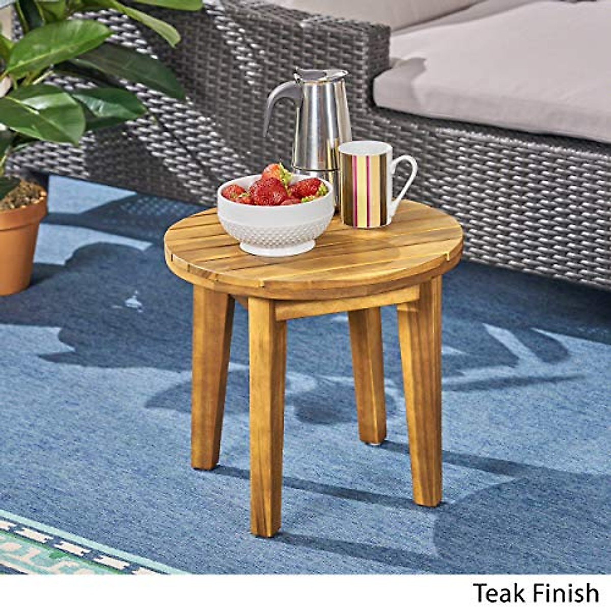 Christopher Knight Home Parker Outdoor 16" Acacia Wood Side Table, Teak Finish