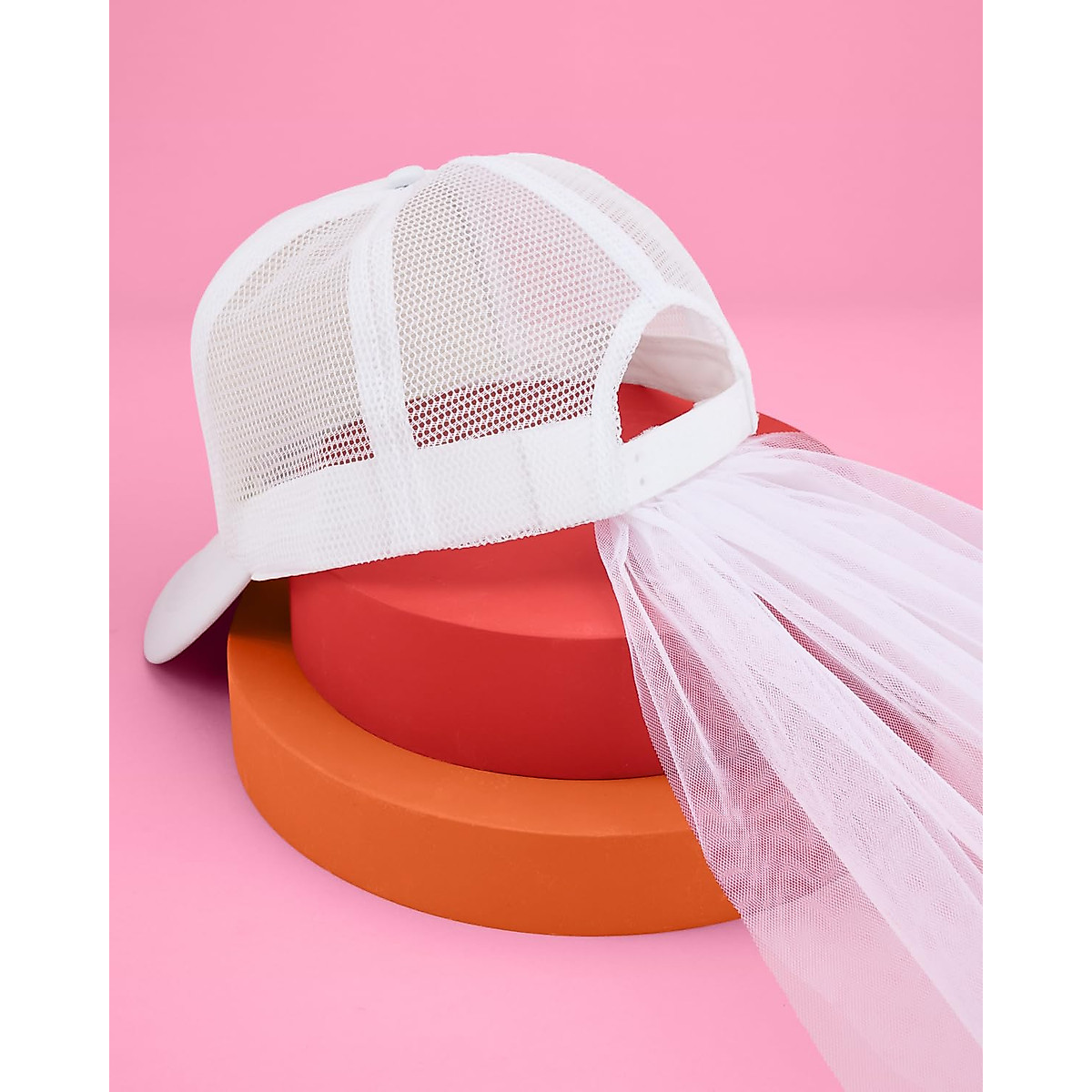 xo, Fetti Bachelorette Bride White Trucker Hat - Detachable Veil | Bach Party Decorations, Pearl Bride to Be Head Accessory, Bridesmaid Gift, Engagement Party Supplies, Cute Garden Party Cap