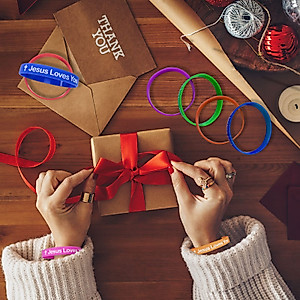 SlocciPro 72pcs Jesus Loves You Silicone Wristbands Rubber Bracelets Colorful Jesus Loves You Silicone Bracelet Christian Rubber Wristbands for kids Novelty Jewelry Party Favors