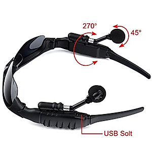 Elinka Wireless Music Bluetooth Sunglasses Headset Headphone with Stereo Handsfree for iPhone 5S 6 Plus, Samsung Galaxy S3 S4 S5, HTC, LG and All Smart Phones or PC Tablets+Replaceable 3 Pair Lens