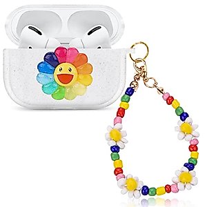 Cute Airpod Pro Case Smile Sun Flower Bracelet Design Soft Silicone Clear Glitter Protective Cover for Airpods Pro Case