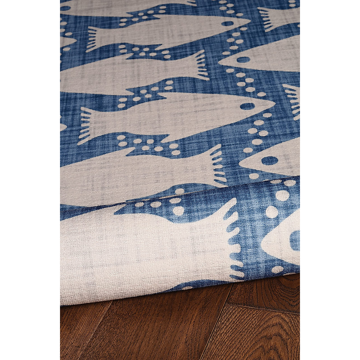 Linon The Anywhere Washable Rug Shayna Ivory/Blue 2' X 8' Runner Rug