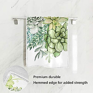 DOMIKING Succulent Plants Printed Print Soft Hand Towels for Bathroom Decorative Guest Towels fingertip Towels for Hotel Spa Gym,16 x 30 inches
