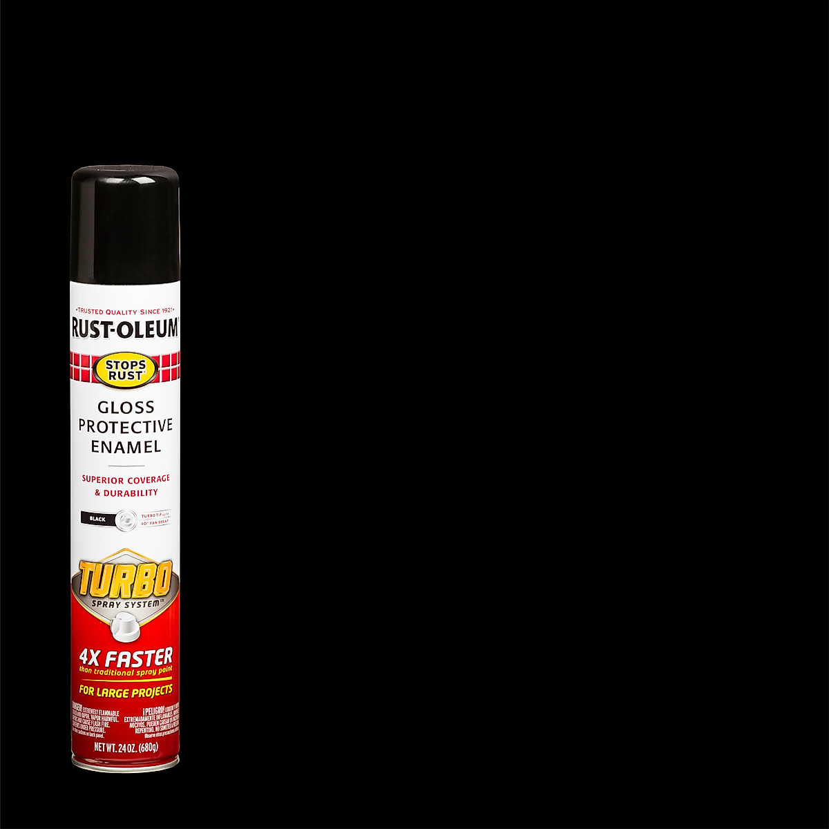 Rust-Oleum 334128 Stops Rust Turbo Spray Paint, 24 oz, Gloss Black