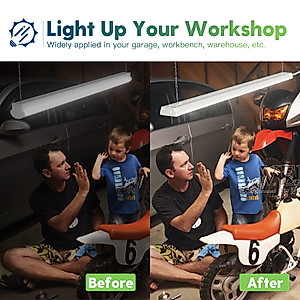 FREELICHT 6 Pack Linkable LED Utility Shop Light, 4000 LM, 4 FT, 48 Inch Integrated Fixture for Workshop, 40W Equivalent 260W, 5000K Daylight, Surface + Hanging Mount – ETL