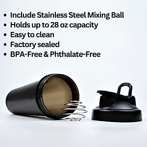 Shaker Bottle 28oz for Gym, Protein Shaker Bottle with Blender Bottle Whisking Ball