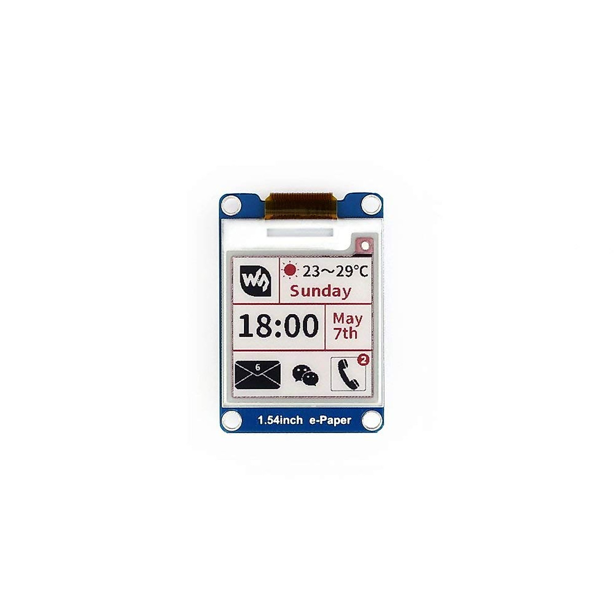 Three Color 1.54inch E-Ink Display Module (B), 200x200 Resolution 3.3V/5V Red Black White E-Paper Display Epaper Screen for Raspberry Pi/Arduino/STM32 SPI Interface,Full Refresh