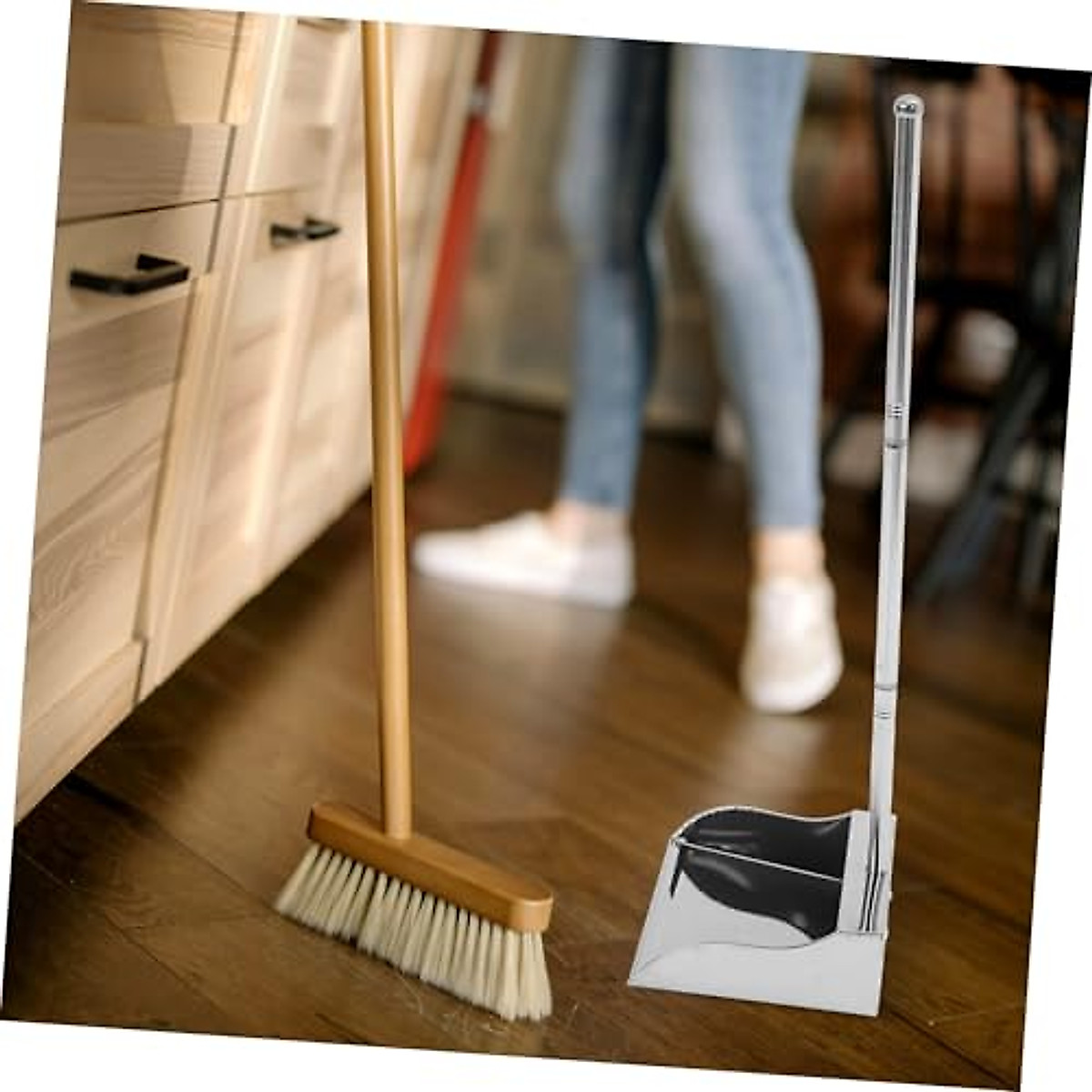 Levemolo Stainless Steel Trash Shovel Industrial Dust Pan Outdoor Dust Pan Sweeping Dustpan Cleaning Dust Pan Kitchen Dustpan Trash Cleaning Garbage Dustpan Stand up Dustpan Handheld Silver