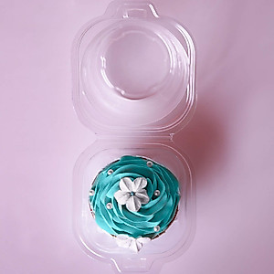 [50PCS]Single Clear Individual Cupcake Box,Small Stackable Take Out Container 1 Compartment with Lid Disposable Plastic Packaging,BPA-Free Dome Carrier Holder for Wedding Favor (Pack of 50)