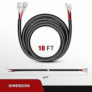 Nilight 2PCS 16 AWG 10 Feet Wiring Harness Extension Kit for LED Work Light Bar Led Pods Off Road Lights Driving Fog Light Boat Lighting, 2 Years Warranty,black