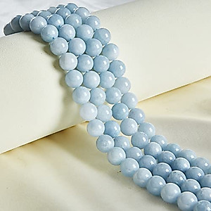 60pcs 6mm Aquamarine Beads Natural Gemstone Beads Round Loose Beads for Jewelry Making