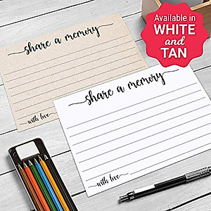 321Done Share a Memory Card (50 Cards) 4" x 6" - for Celebration of Life Birthday Anniversary Memorial Funeral Graduation Bridal Shower Game - Made in USA - Kraft Tan