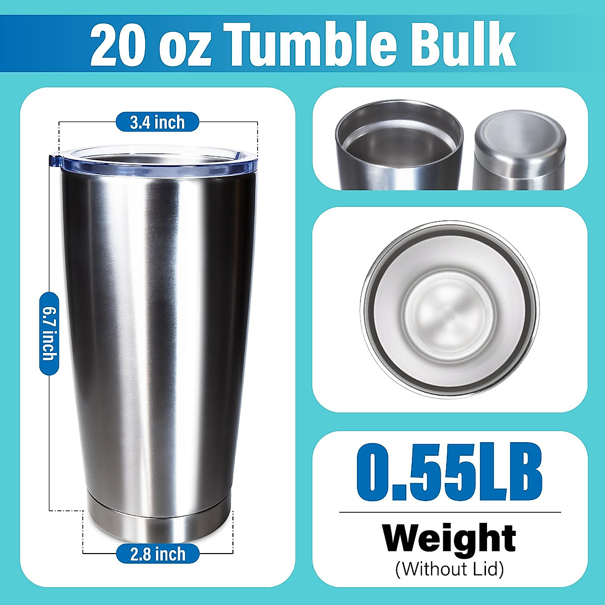 20 oz Tumblers, Stainless Steel Travel Coffee Mug with Lid, Double Wall Vacuum Insulated Coffee Tumbler, Durable Powder Coated Coffee Cup for Hot and Cold Drinks 1 Pack, Stainless