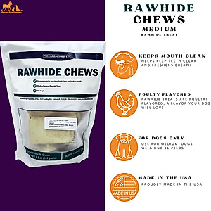 PICCARDMEDS4PETS Rawhide Dental Chews, Poultry Flavored Treats for Med Dogs 11lbs-25lbs.