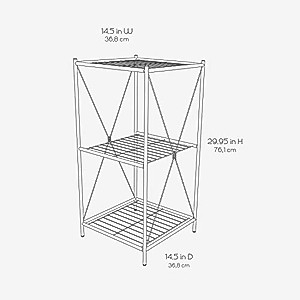 Zenna Home 3 shelves 2557NN Cross Style Floor Stand, Satin Nickel