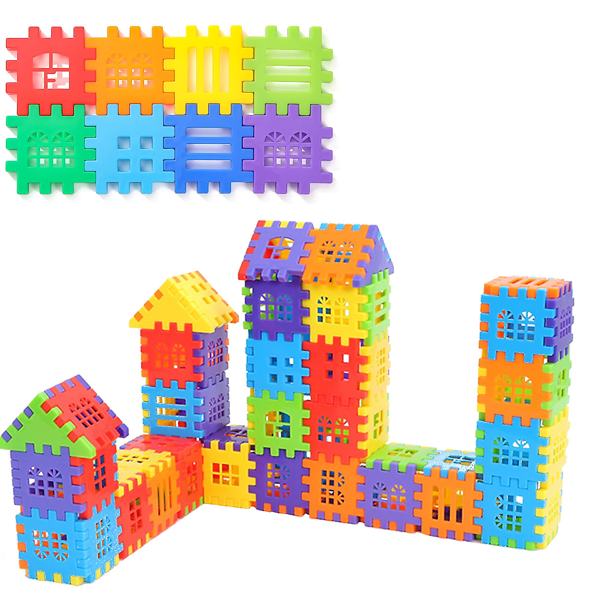 KUTOI Building Blocks – 100-piece Kids Builders Blocks Set with Storage Bag – Interlocking Building Blocks for Toddlers and Kids – Fun and Educational Toy Building Set for Skill Development