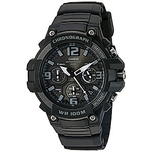 Casio Men's Quartz Chronograph Date Indicator Black Resin Stop Watch (Model: MCW100H-1AV)