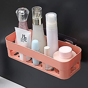 Muellery Adhesive Wall Mounted Shelf Hanger Hanging on Wall Stick Bathroom Kitchen Pink TPQU96103