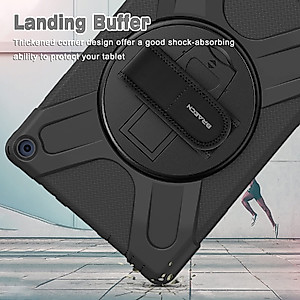 BRAECN Fire HD 10/HD 10 Plus 11th Generation 2021 Case,Heavy Duty Shockproof Protective Case with Rotating Hand Strap,Carrying Shoulder Strap,Kickstand for Amazon Fire HD 10 / HD 10 Plus Tablet-Black