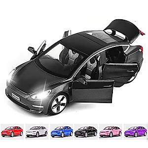 Addcean 1:32 Scale Toy Cars, Metal Die-Casting Model Cars with Light/Sound Pull Back Car Toys for Boys Girls 3+ Year Old Kids Birthday Gift, Model Toy Cars for Model 3 (1:32 Model 3-Black)