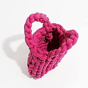 Handmade Coarse Cotton Crochet Tote Bag Knitted Winter Lady Handbag Small Cute Casual Rope Woven Clutch Purses White