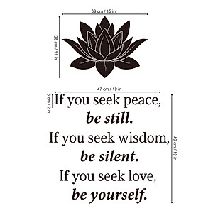 decalmile Lotus Buddha Wall Decal Quotes Be Yourself Inspirational Positive Black Wall Letter Stickers Living Room Gym Bedroom Wall Decor