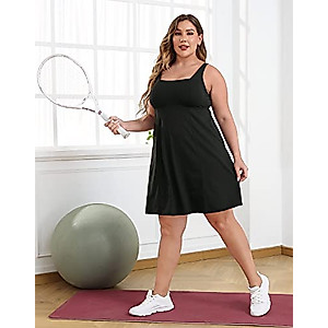 HDE Womens Plus Size Tennis Athletic Workout Dress with Built-in Shorts & Bra Black - 20