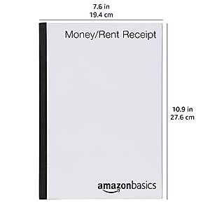 Amazon Basics Money and Rent Receipt Book, 3-Part Carbonless, 100 Sets per Book