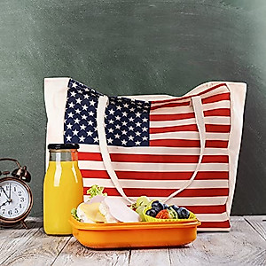 Montana West American Flag Canvas Tote Bag Patriotic Shopping Bag Reusable and Washable Grocery Bag US04-138