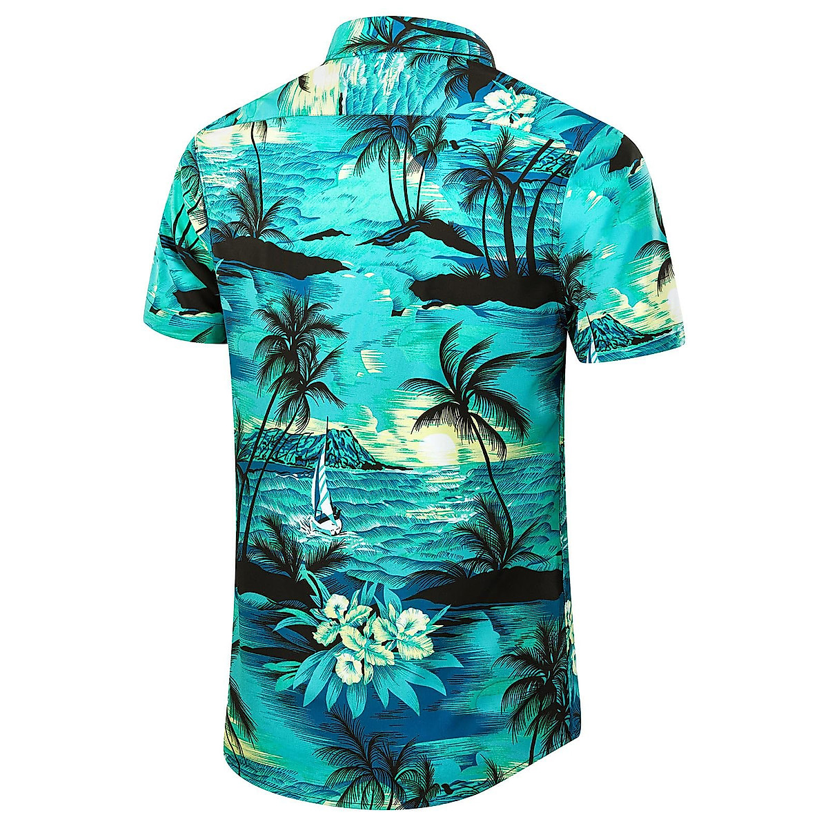 EUOW Men's Hawaiian Shirt Short Sleeves Printed Button Down Summer Beach Dress Shirts(Multicolored BL3,XL)