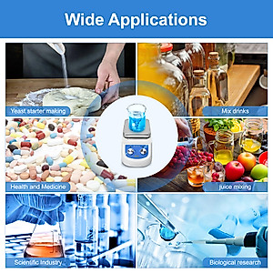 WEST TUNE Magnetic Stirrer Hot Plate Mixer Max 2000RPM Capacity 2000ML 4.7x4.7 inch Hotplate Stirrer Max 380℃/716℉