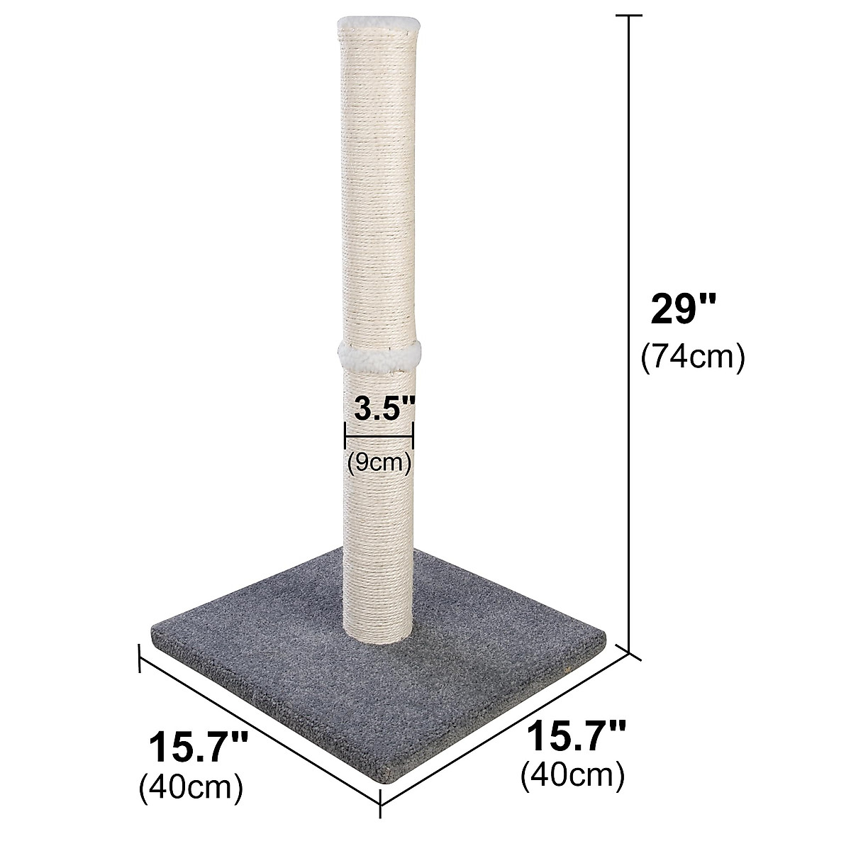 Cat Scratching Post Carpet, Tall Big Sisal Rope Cat Scratch Pole for Cats and Kittens, Stable Carpeted Heavy Base (Blue/Grey)