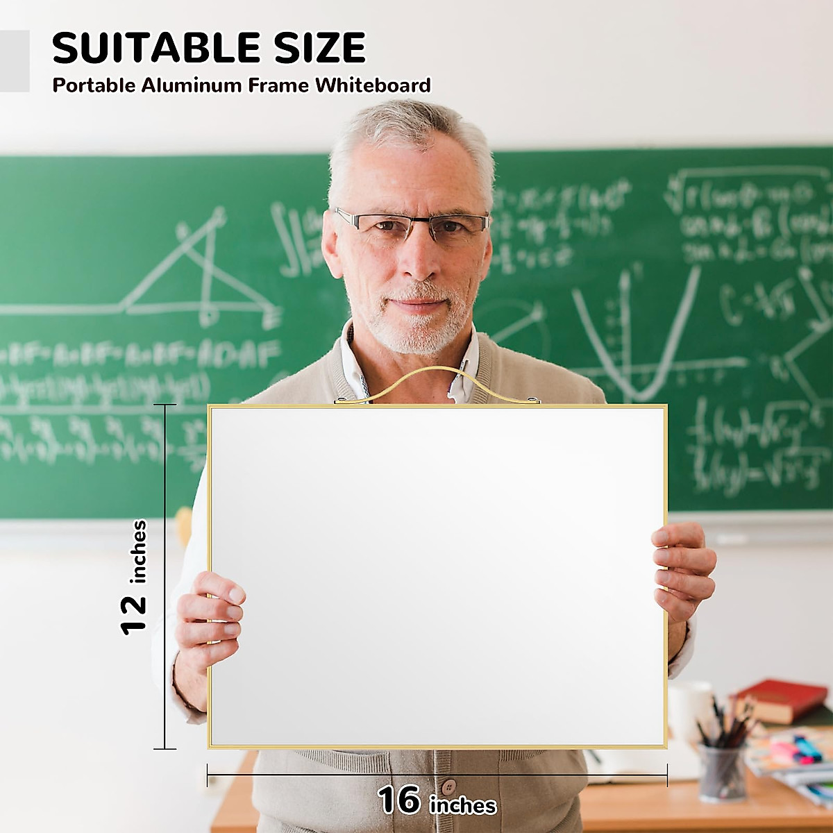 Small Dry Erase Board, Magnet Board for Wall, 16" X 12" Portable Aluminum Frame Mini Whiteboard, Magnetic Dry Erase Board with Holder, to Do List White Board for Office, Home, Kitchen, School