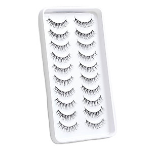 Lashes Natural Look, Wispy Eyelashes, Jiocolor False Eyelashes Natural Look, Fluffy Fake Mink Lashes,12 mm Strip Lashes 10 Pairs D1