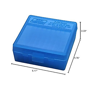 MTM 100 Round Flip-Top Ammo Box 38/357 Cal (Clear Blue)