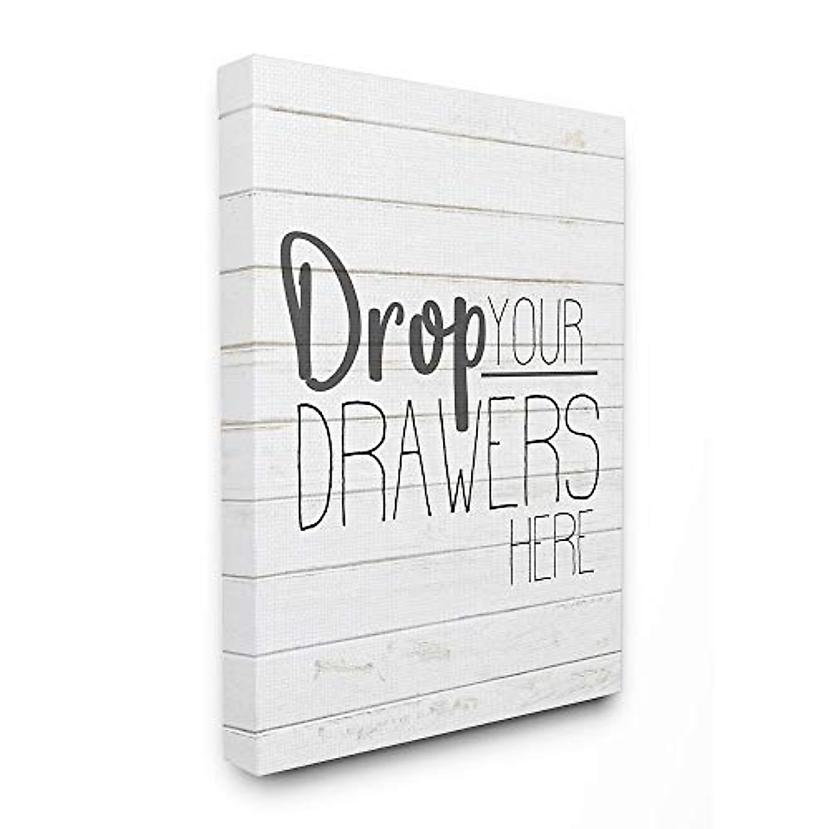 Stupell Industries Drop Your Drawers Bathroom Laundry Black and White Design Decorative Wall Hangings, Multi-Color