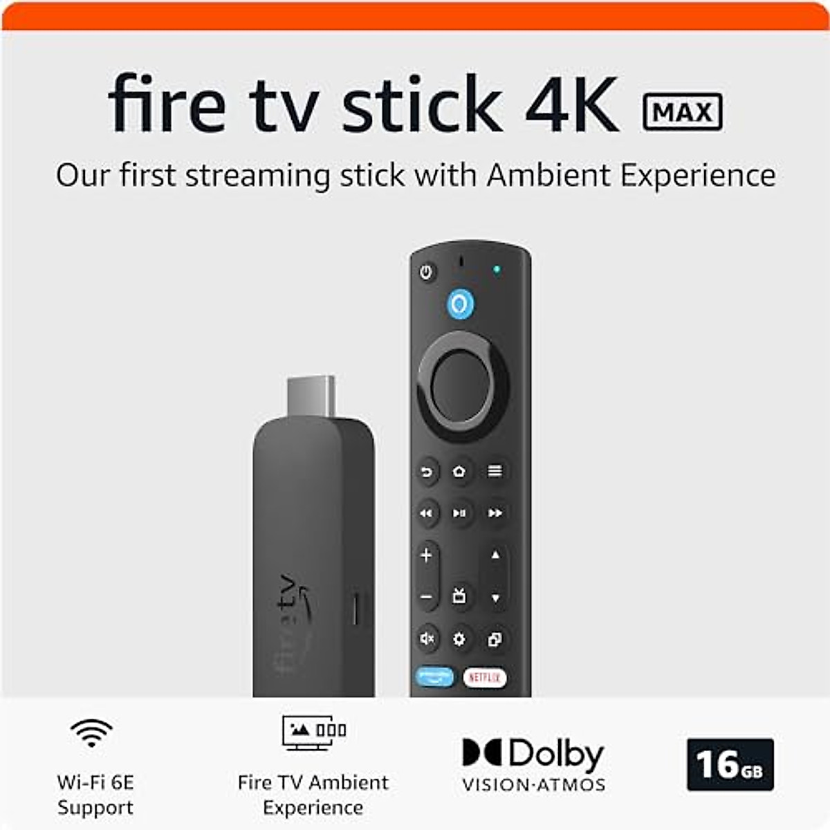 Like-New Amazon Fire TV Stick 4K Max streaming device (newest model) with AI-powered Fire TV Search, supports Wi-Fi 6E, free & live TV without cable or satellite