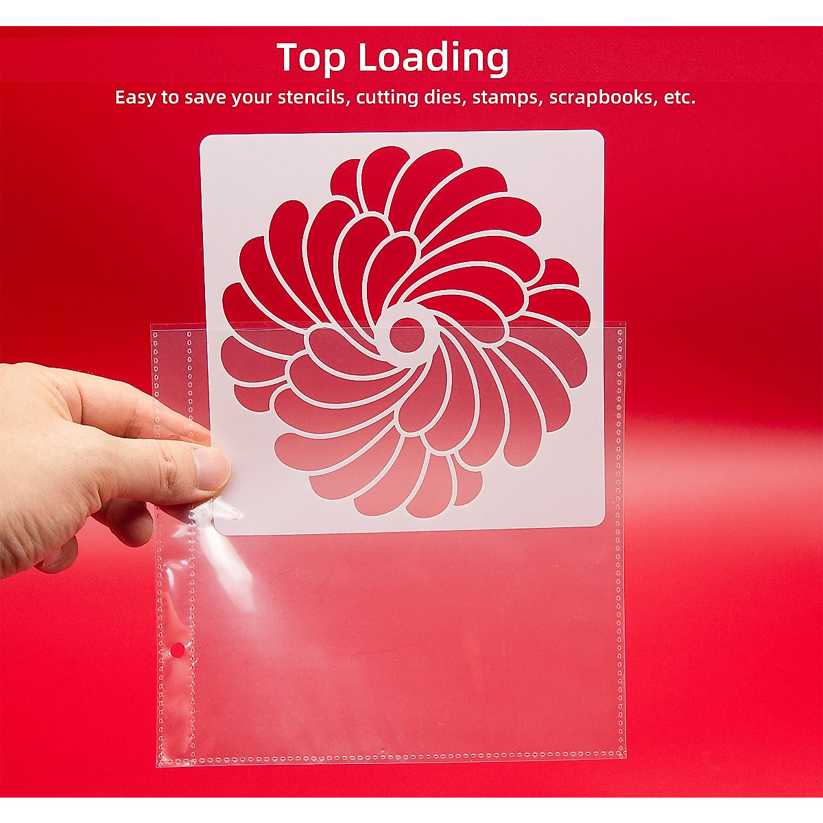 NEGLEX Cookie Stencil Storage Binder, Stamp & Die Cut Storage Binder with 50 Clear Sheet Protectors Holds 6"x6" Size - Clear Binder with D-rings for Scrapbooking Die-Cuts, Embossing Folders Organizer