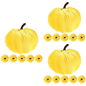 Garneck 18 Pcs Fabric Pumpkin Ornament Thanksgiving Table Decor Fall Harvest Pumpkins Mini Fake Pumpkins Farmhouse Pumpkin Halloween Kitchen Decor Pumpkin Decor Vegetable Miniature Foam