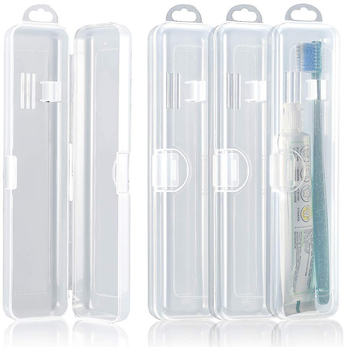 4 Pieces Travel Toothbrush Case Holder, Portable Toothbrush Storage, Hard Plastic Dust-proof Toothbrush Container Toothpaste Case Cover Protector for Travel Use