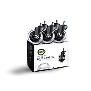 Office Factor Office Chair Wheels, Set of 5 Heavy Duty Chair Wheels, Hardwood Floor Safe, Replacement Wheels for Office Chair, Modern Style, Universal Fit, Suitable for All Flooring and Carpet