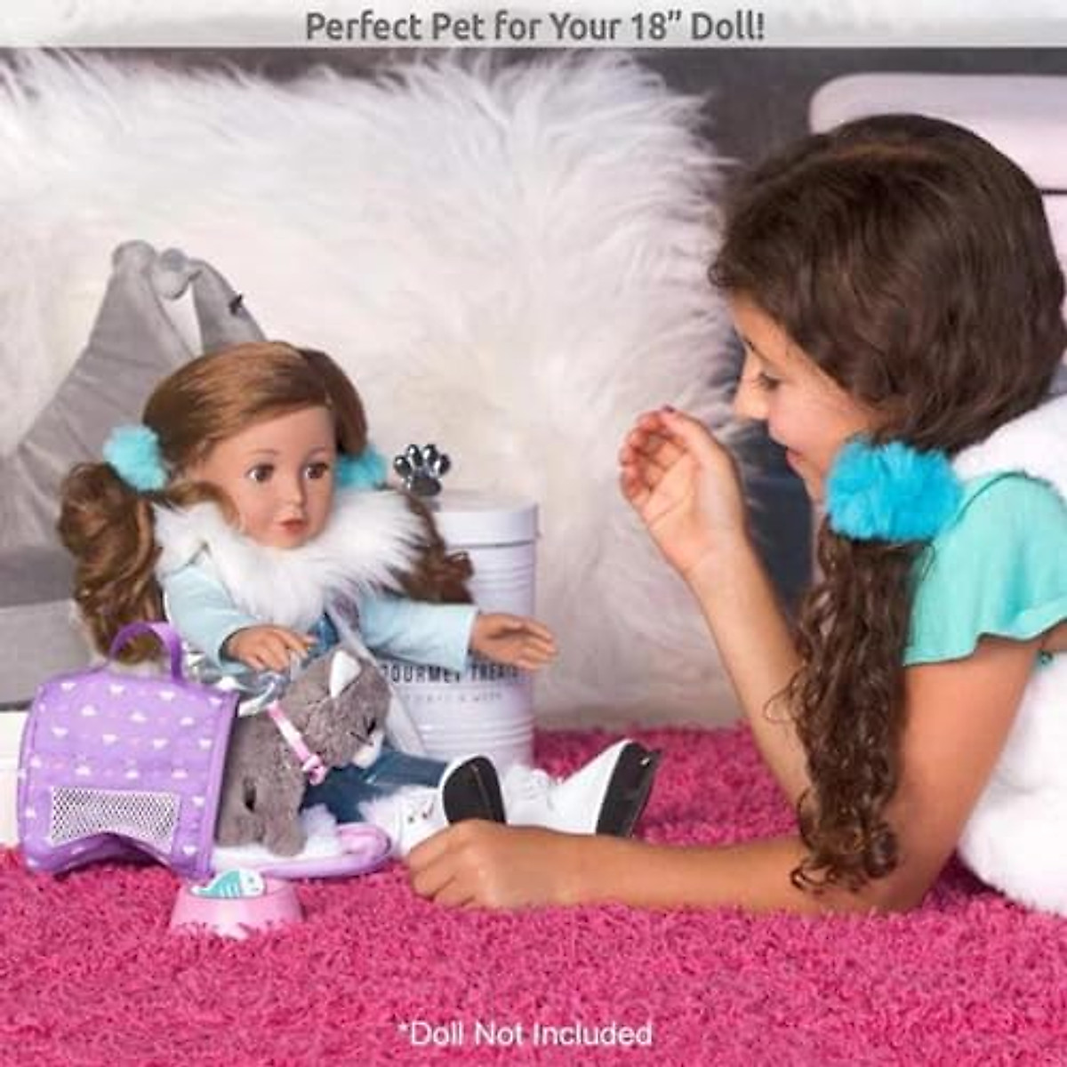 Adora Amazon Exclusive Amazing Pets - Soft and Cuddly Plush Pet for Amazing Girls Collection, Doll Accessory Set, Birthday Gift For Ages 6+ - Misty the Grey Kitty