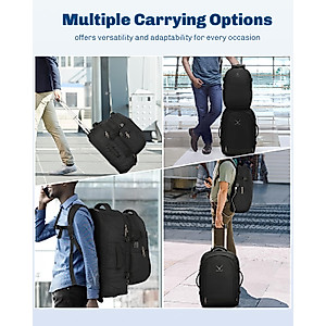 Hynes Eagle 2 in 1 Travel Backpack 22 inches Carry on Luggage 63L Rolling Backpack for Men Women with Packing Cubes 3PCS Set